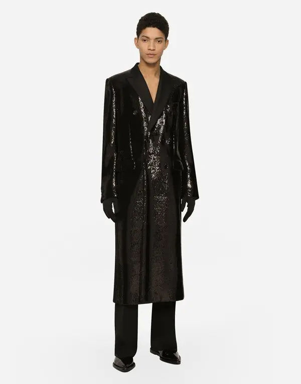Dolce & Gabbana Sequined Double-breasted Coat Coats And Jackets Scuba