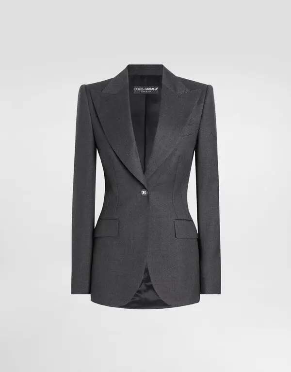 Dolce & Gabbana Single-breasted Woolen Turlington Blazer Blazers Gray