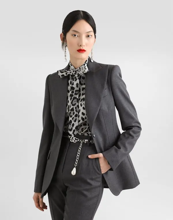 Dolce & Gabbana Single-breasted Woolen Turlington Blazer Blazers Gray