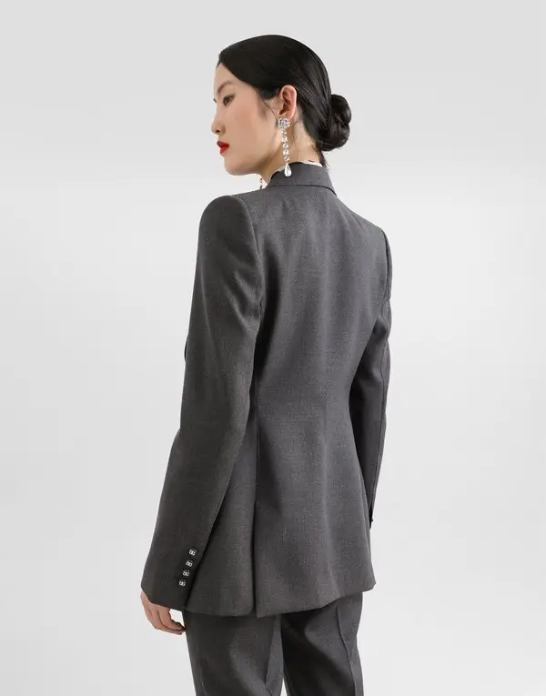 Dolce & Gabbana Single-breasted Woolen Turlington Blazer Blazers Gray