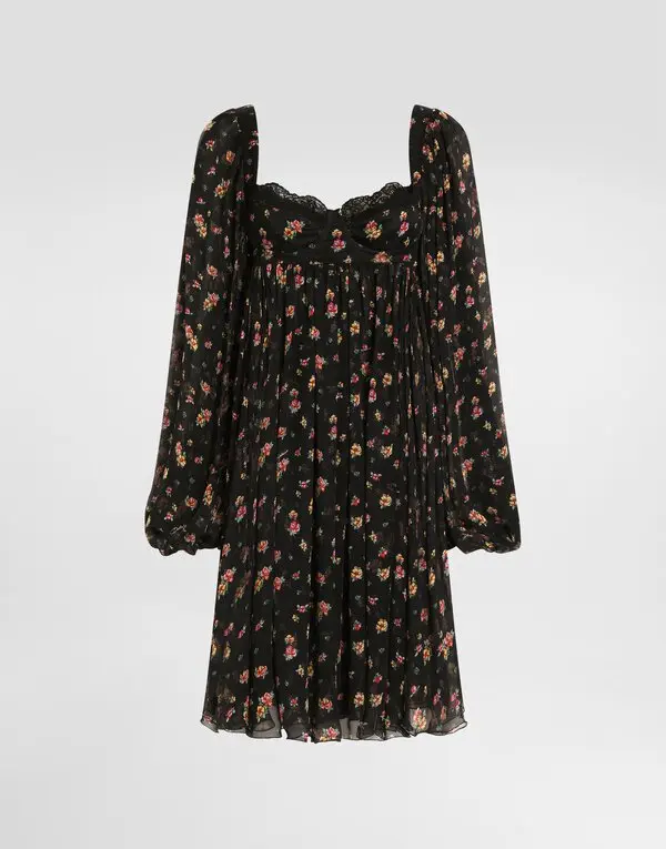 Dolce & Gabbana Small Floral-print Chiffon Dress Dresses - Multicolor