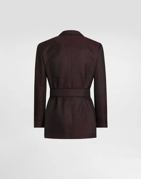 Dolce & Gabbana Double-breasted Jacket In Micro-pattern Jacquard Suits And Blazers Multi-colored