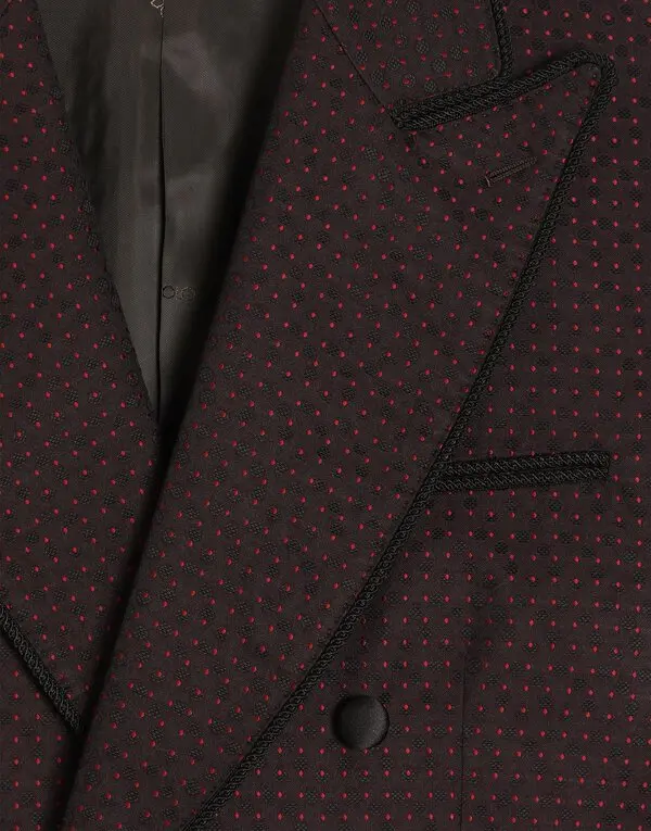Dolce & Gabbana Double-breasted Jacket In Micro-pattern Jacquard Suits And Blazers Multi-colored