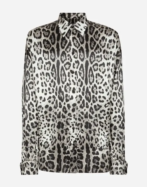 Dolce & Gabbana Super-oversize Leopard- Silk Shirt Shirts