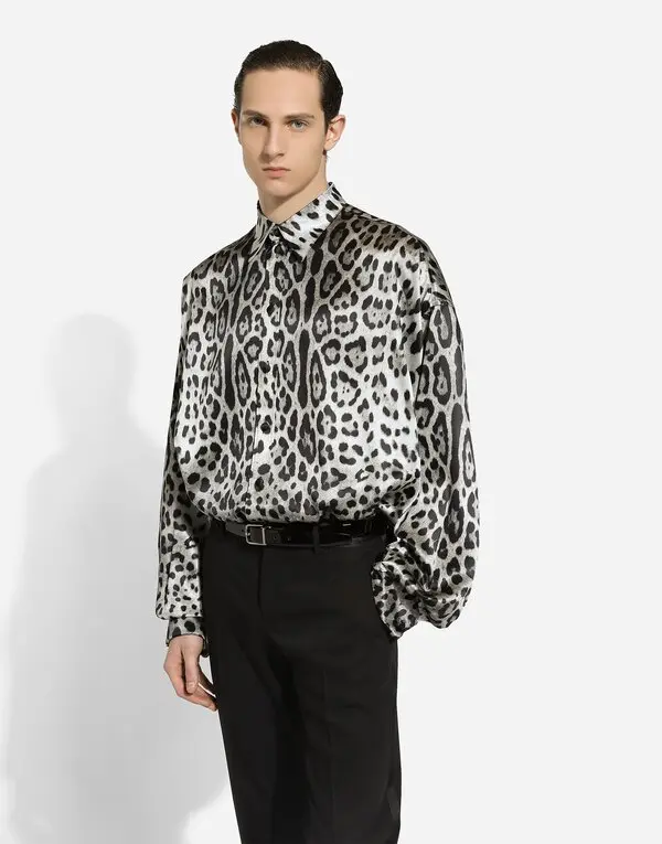 Dolce & Gabbana Super-oversize Leopard- Silk Shirt Shirts
