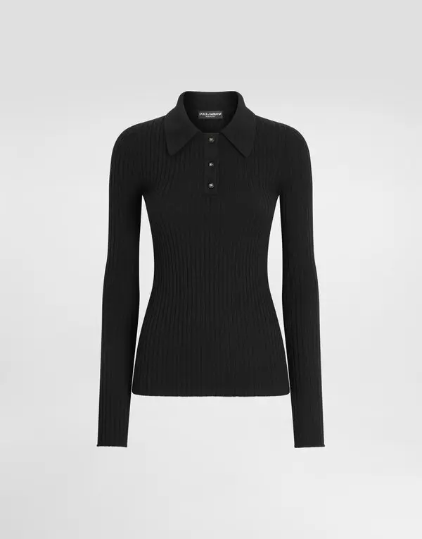 Dolce & Gabbana Ribbed Wool Polo-style Sweater