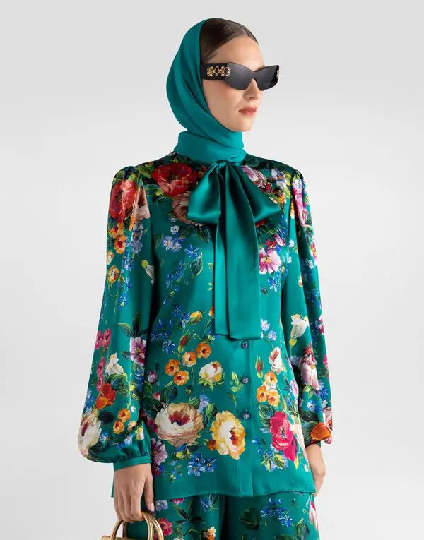 Dolce & Gabbana Rose-print Satin Shirt