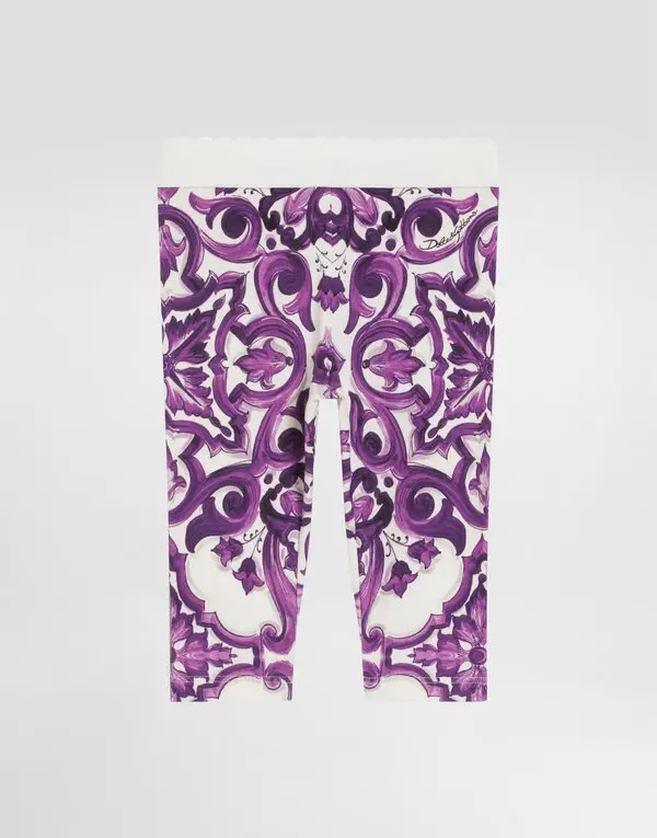 Dolce & Gabbana Majolica-print Interlock Leggings Trousers And Skirts - Multicolor
