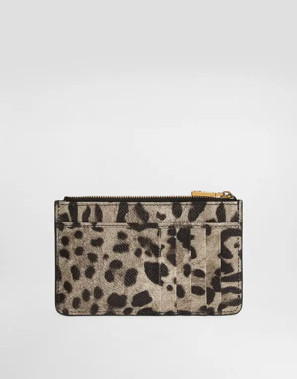 Dolce & Gabbana Leopard- Dauphine Calfskin Card Holder Wallets And Small Leather Goods Animal - Print