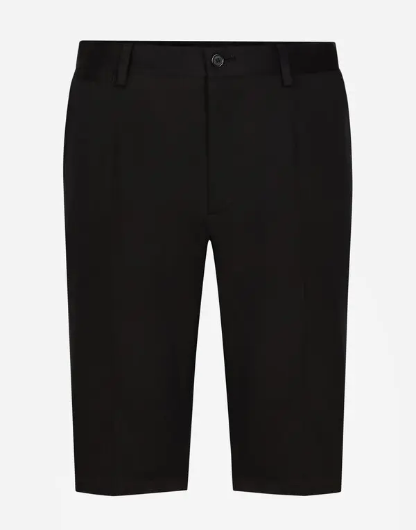 Dolce & Gabbana Stretch Cotton Shorts With Dg Patch Pants And Shorts Cotton - Blue