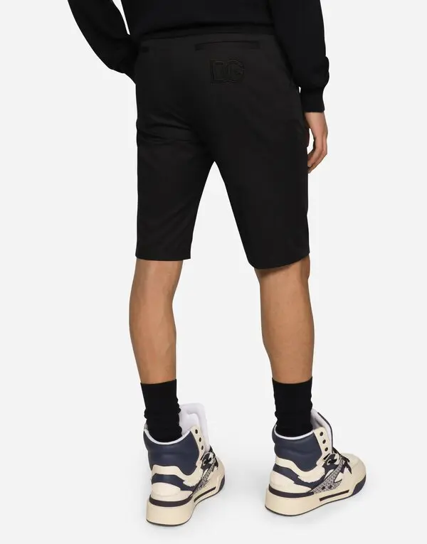Dolce & Gabbana Stretch Cotton Shorts With Dg Patch Pants And Shorts Cotton - Blue