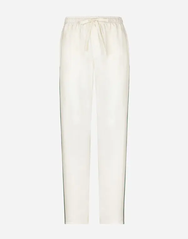 Dolce & Gabbana Silk Jogging Pants With Dg Embroidery Pants And Shorts - White