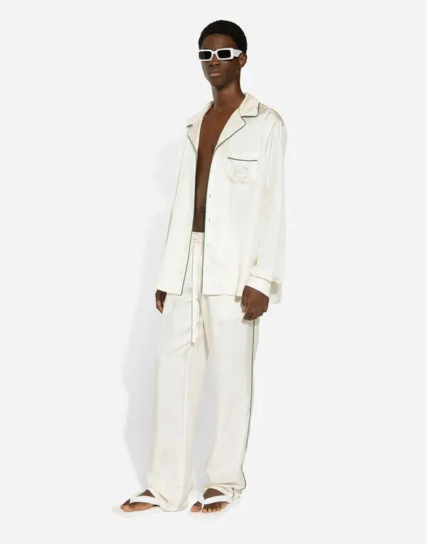 Dolce & Gabbana Silk Jogging Pants With Dg Embroidery Pants And Shorts