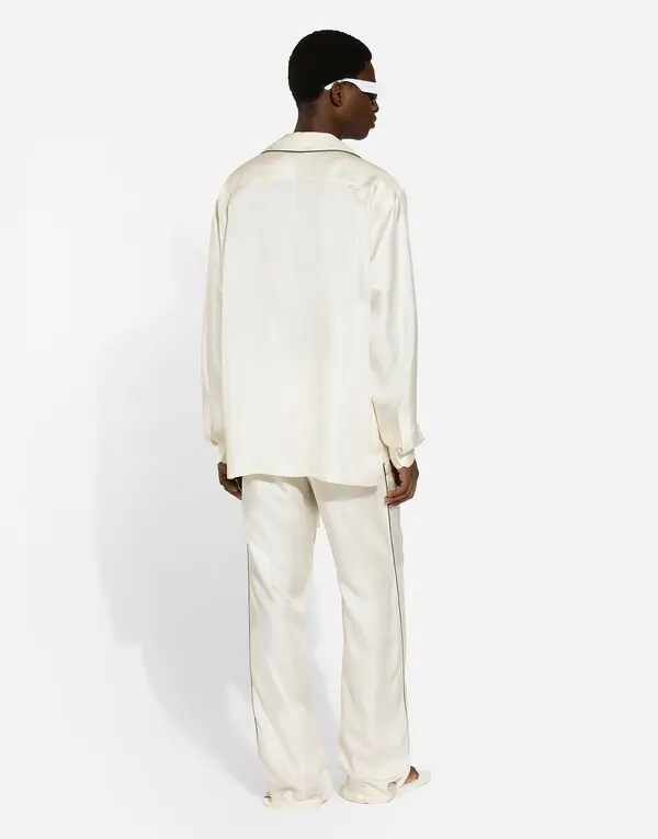 Dolce & Gabbana Silk Jogging Pants With Dg Embroidery Pants And Shorts