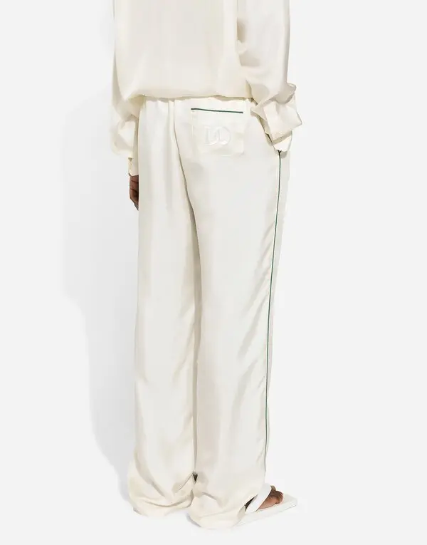 Dolce & Gabbana Silk Jogging Pants With Dg Embroidery Pants And Shorts
