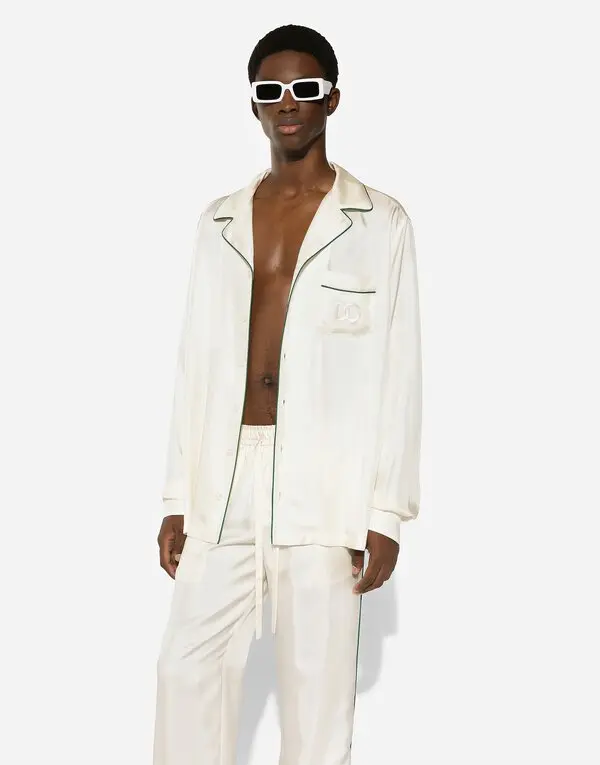 Dolce & Gabbana Silk Jogging Pants With Dg Embroidery Pants And Shorts