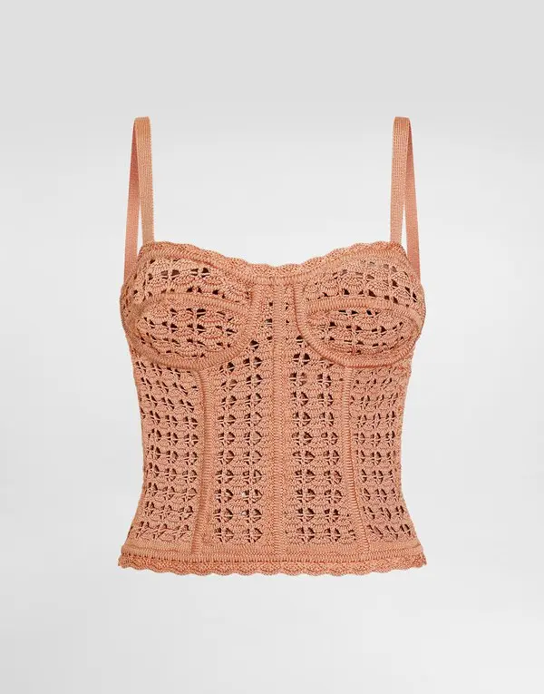 Dolce & Gabbana Viscose Bustier Tank Top Shirts And Tops - Brown
