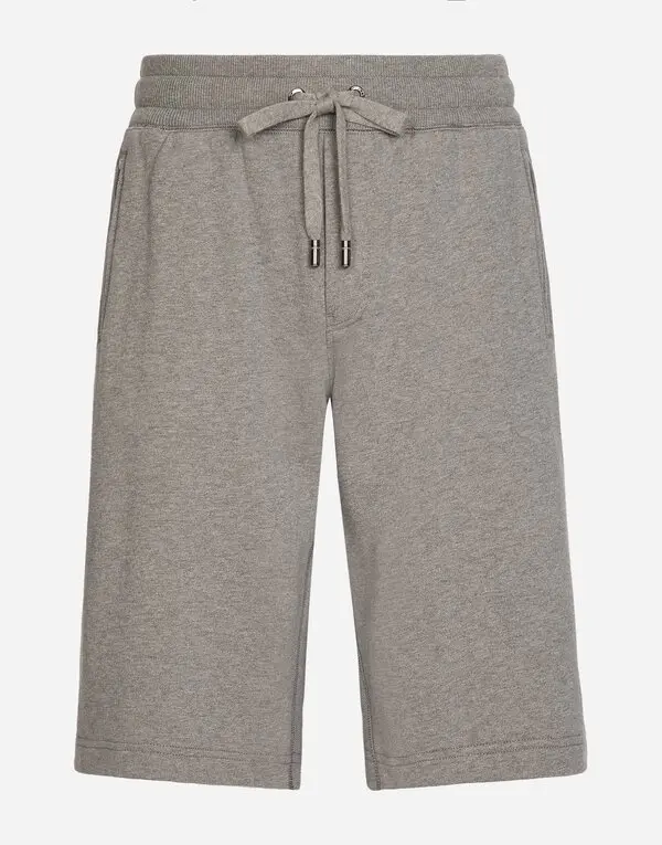 Dolce & Gabbana Cotton Jersey Jogging Shorts With Logo Tag - Grey