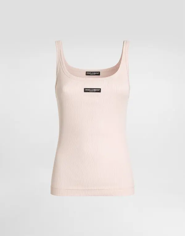 Dolce & Gabbana Ribbed Tank Top T-shirts And Sweatshirts Cotton - Pink