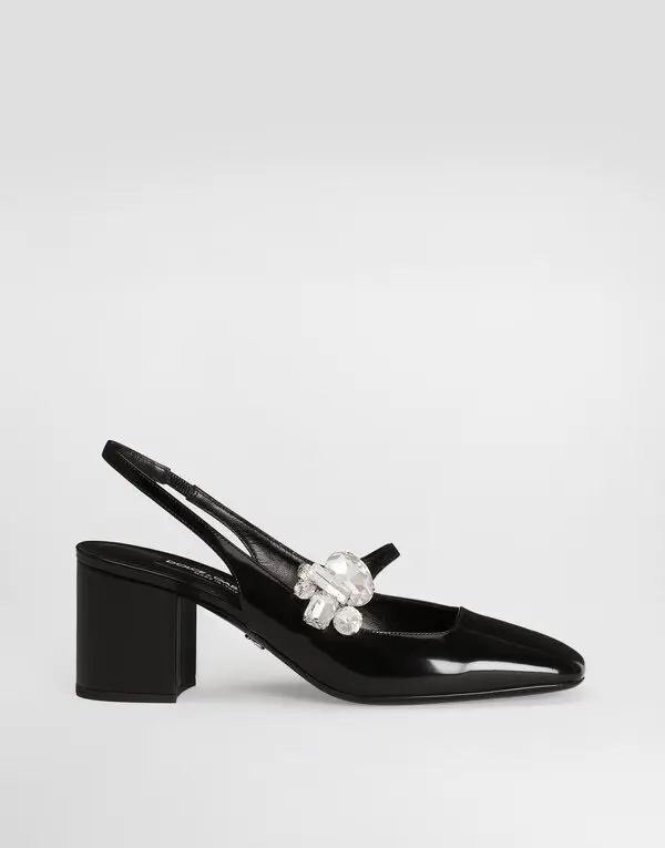 Dolce & Gabbana Polished Calfskin Slingback Pumps And Slingback Leather - Black