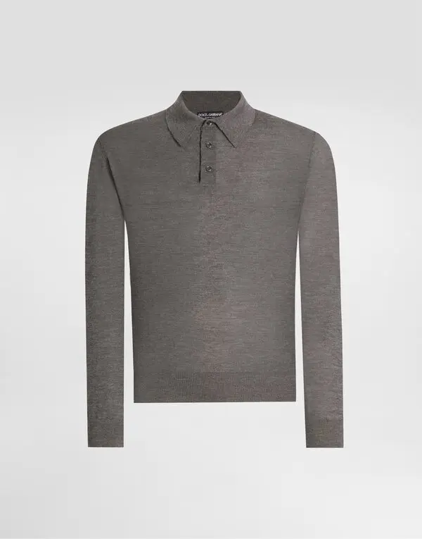 Dolce & Gabbana Cashmere Polo Shirt Sweaters And Cardigans Gray