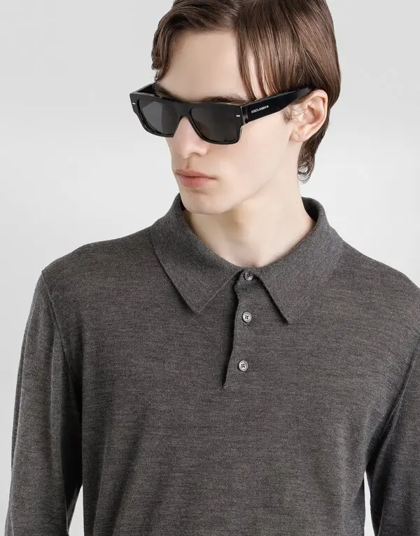 Dolce & Gabbana Cashmere Polo Shirt Sweaters And Cardigans Gray