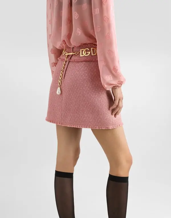 Dolce & Gabbana Wool Raschel Tweed Miniskirt Skirts