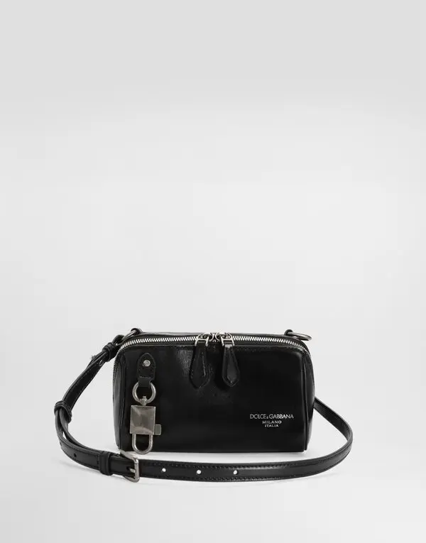 Dolce & Gabbana Lock Tempesta Calfskin Crossbody Bag Crossbody Bags - Black