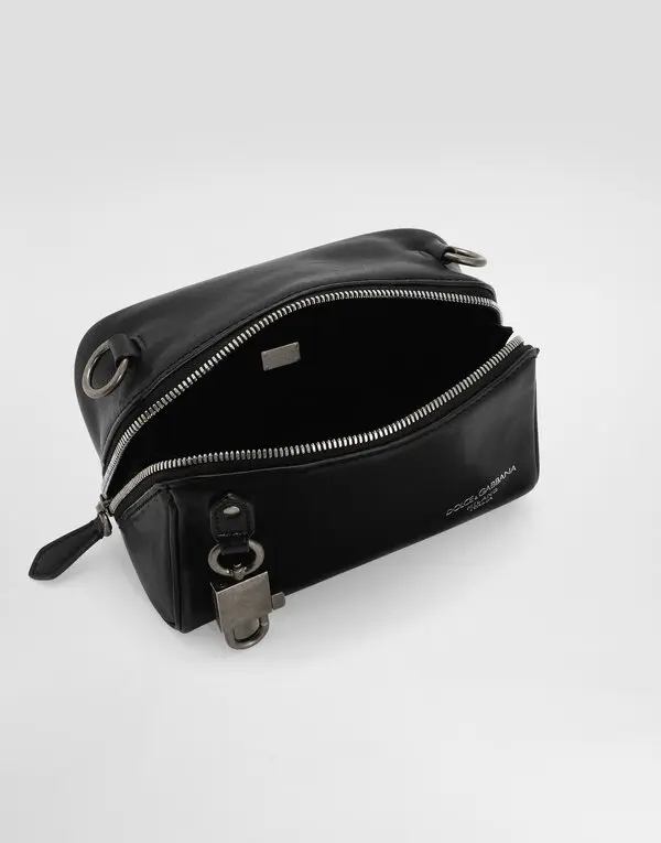 Dolce & Gabbana Lock Tempesta Calfskin Crossbody Bag Crossbody Bags - Black