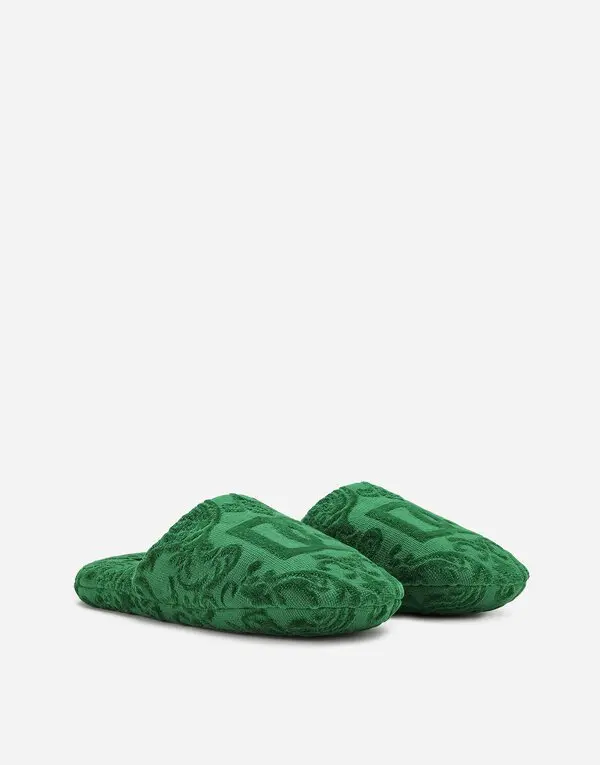 Dolce & Gabbana Jaquard Cotton Terry Slippers Cotton Slippers