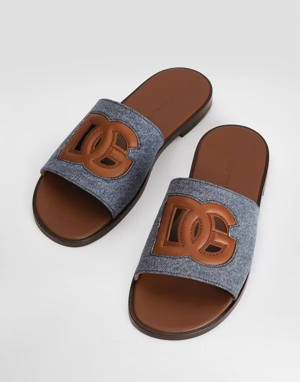 Dolce & Gabbana Dg Light Denim Slide Sandals