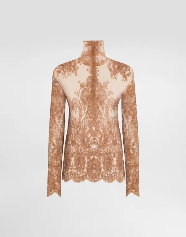 Dolce & Gabbana Chantilly Lace Blouse Shirts And Tops - Beige