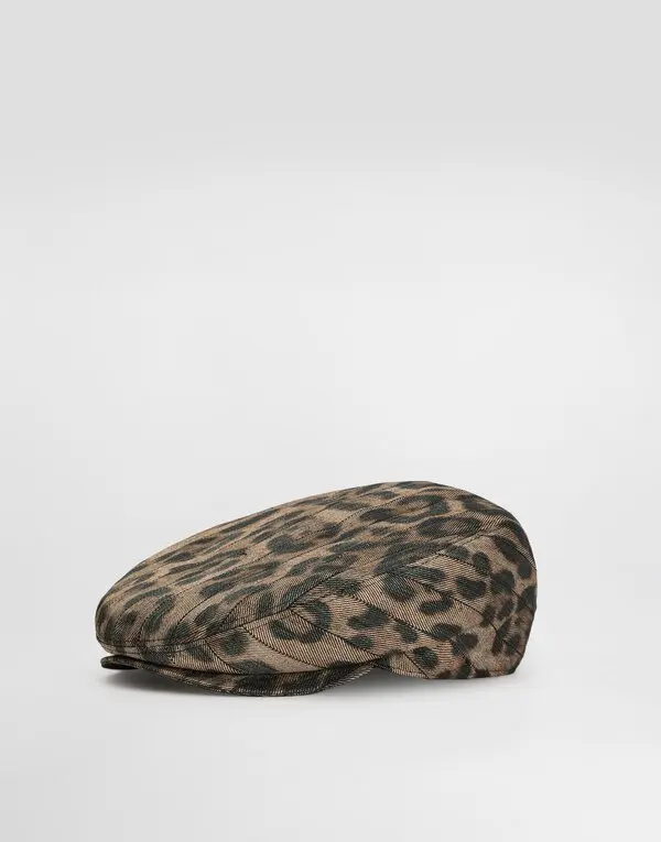Dolce & Gabbana Leopard- Jacquard Flat Cap Hats And Gloves Animal - Print