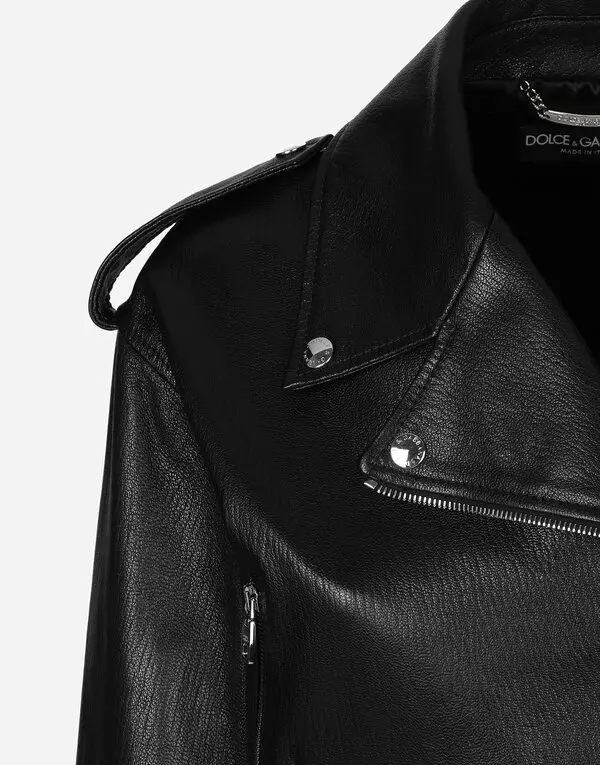Dolce & Gabbana Plongé Nappa Leather Biker Jacket Coats And Jackets