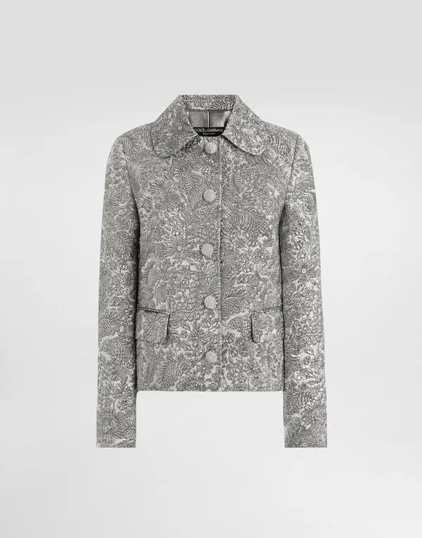 Dolce & Gabbana Single-breasted Jacket In Floral Jacquard Blazers - Silver