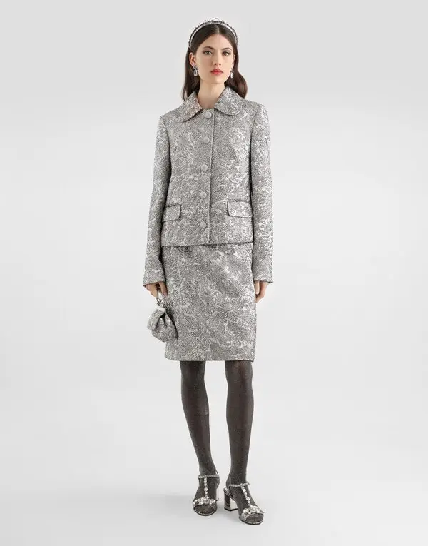 Dolce & Gabbana Single-breasted Jacket In Floral Jacquard Blazers