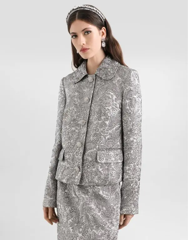 Dolce & Gabbana Single-breasted Jacket In Floral Jacquard Blazers
