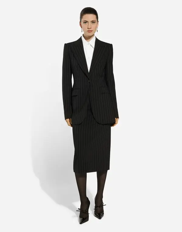Dolce & Gabbana Single-breasted Pinstripe Wool Turlington Jacket Blazers