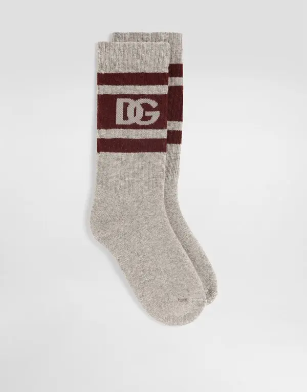 Dolce & Gabbana Socks With Intarsia Logo Accessories Gray