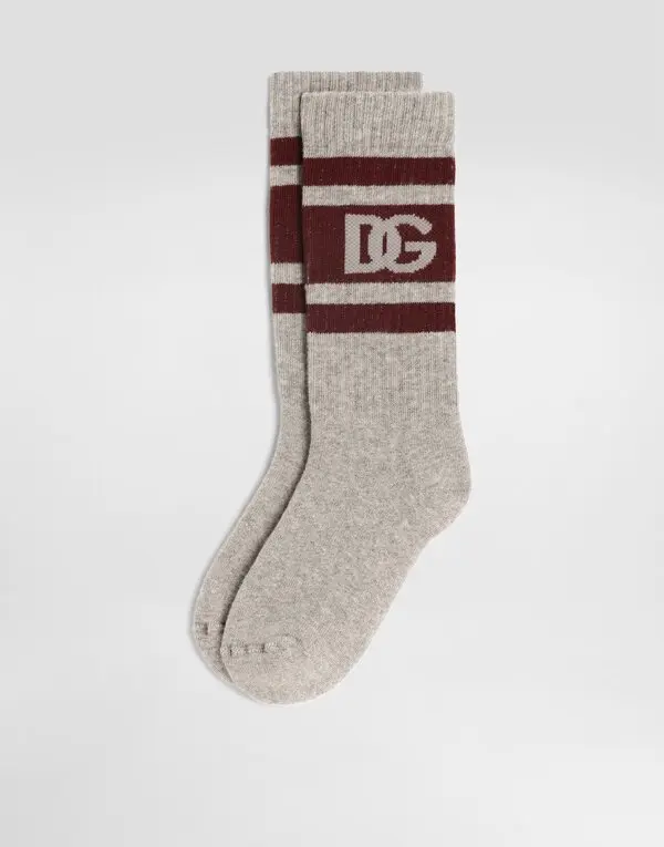Dolce & Gabbana Socks With Intarsia Logo Accessories Gray
