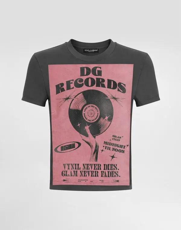 Dolce & Gabbana Jersey T-shirt With Print T-shirts And Sweatshirts Gray - Grey