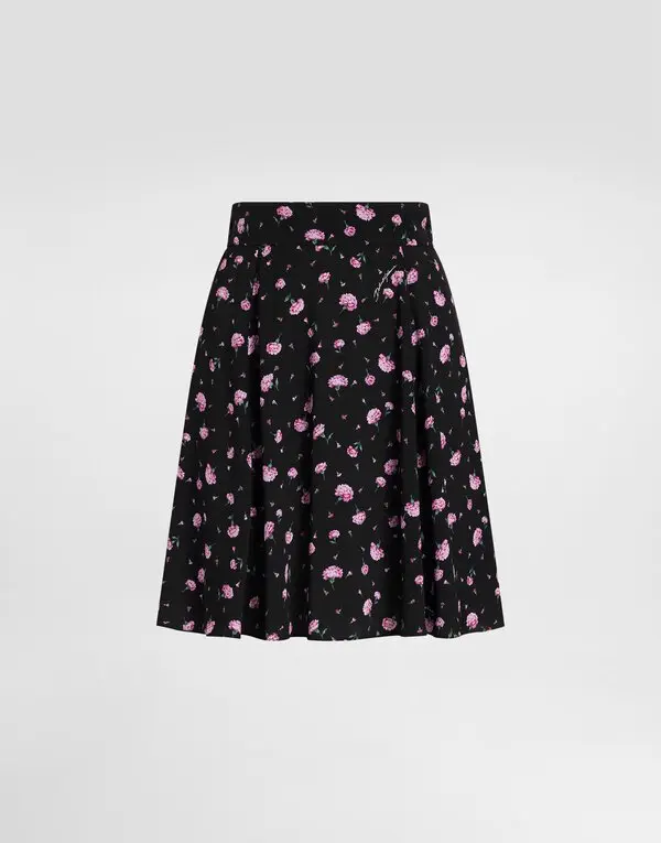 Dolce & Gabbana Carnations-print Silk Canvas Skirt Skirts