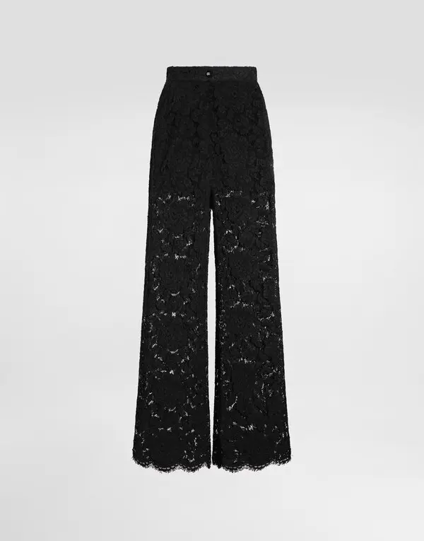 Dolce & Gabbana Flared Branded Stretch Lace Pants Pants And Shorts Lace