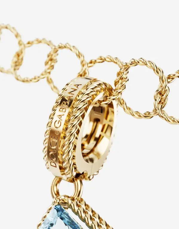 Dolce & Gabbana 18kt Yellow T Letter Charm With Mixed Gemstones - Gold