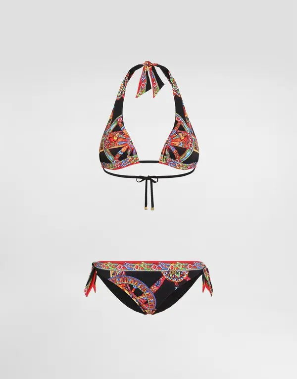 Dolce & Gabbana Carretto-print Triangle Bikini� Swimwear - Multicolor