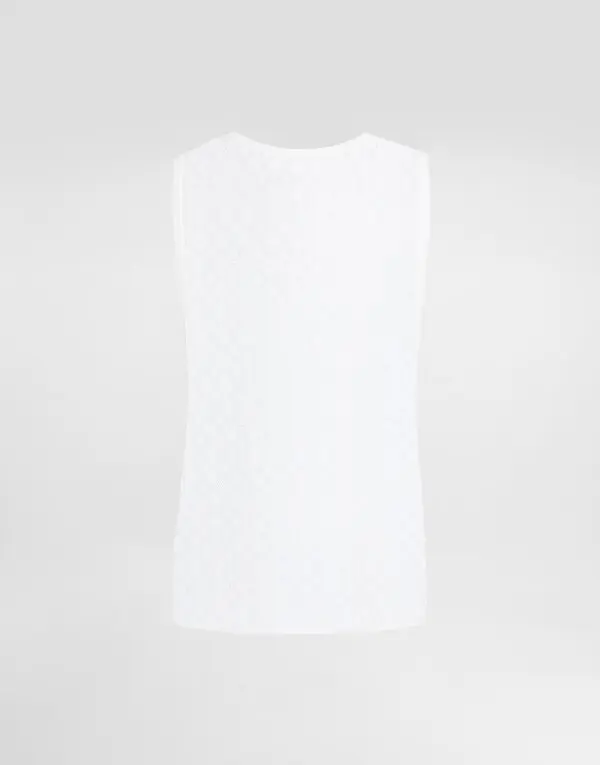 Dolce & Gabbana Diamond-pattern Perforated Cotton Tank Top Sweaters And Cardigans