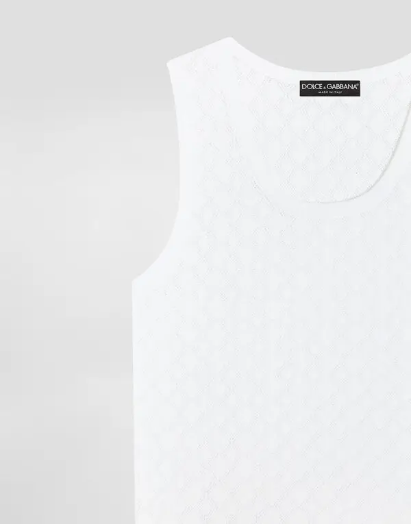 Dolce & Gabbana Diamond-pattern Perforated Cotton Tank Top Sweaters And Cardigans