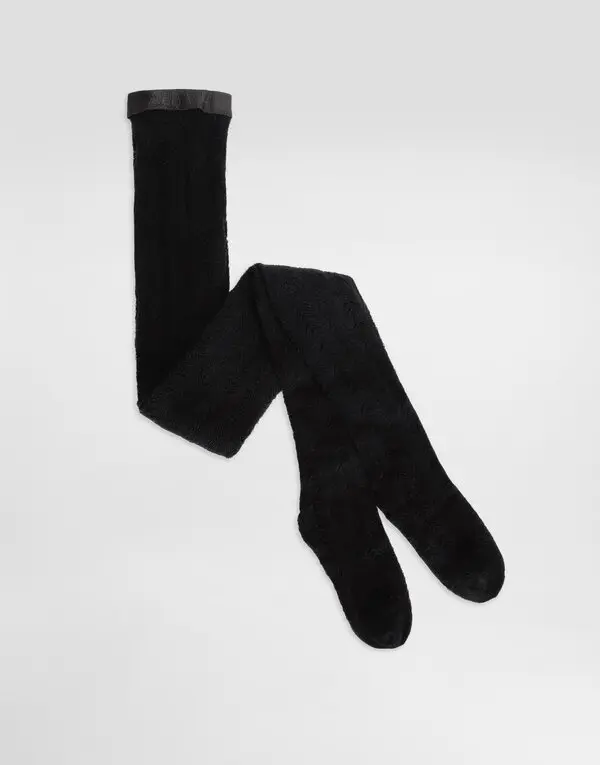 Dolce & Gabbana Openwork Cotton Tights Socks And Tights - Black