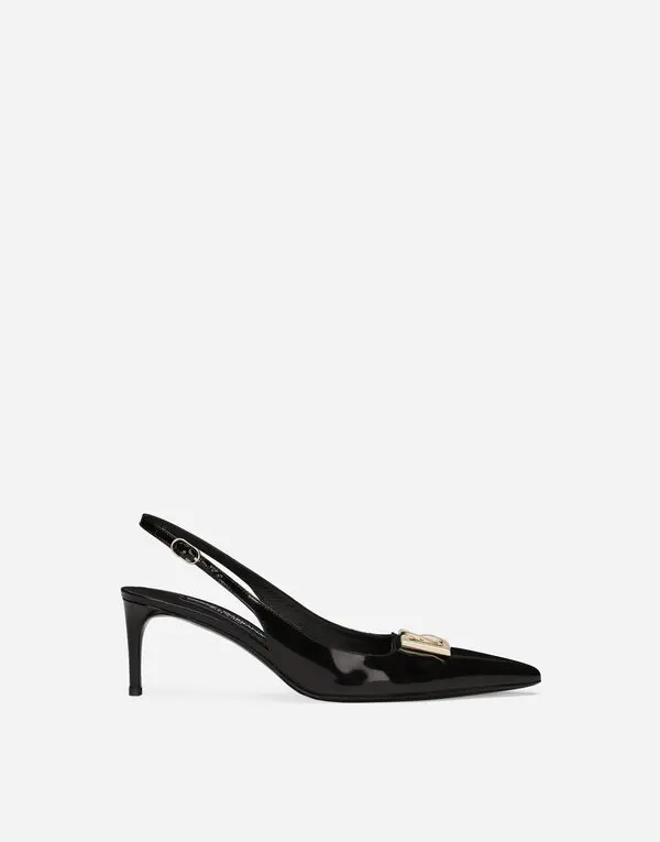 Dolce & Gabbana Polished Calfskin Slingbacks Pumps And Slingback Leather - Black