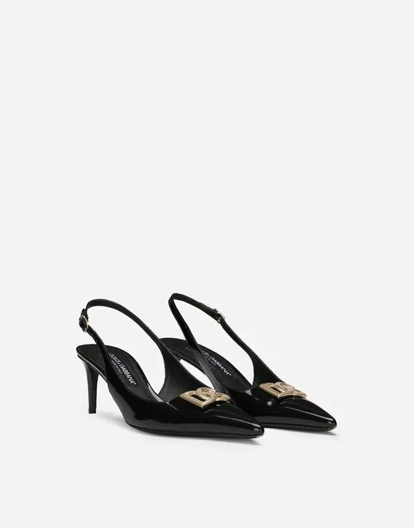 Dolce & Gabbana Polished Calfskin Slingbacks With Dg Logo